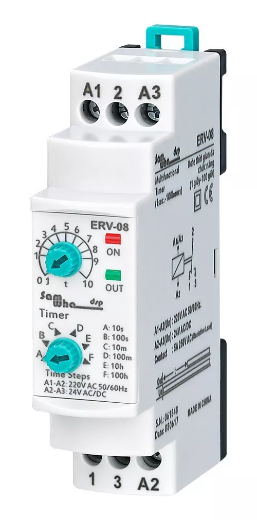 Relé Temporizador Timer Erv-08 1sec - 100 Horas 150-260vac - Jefe's Imports